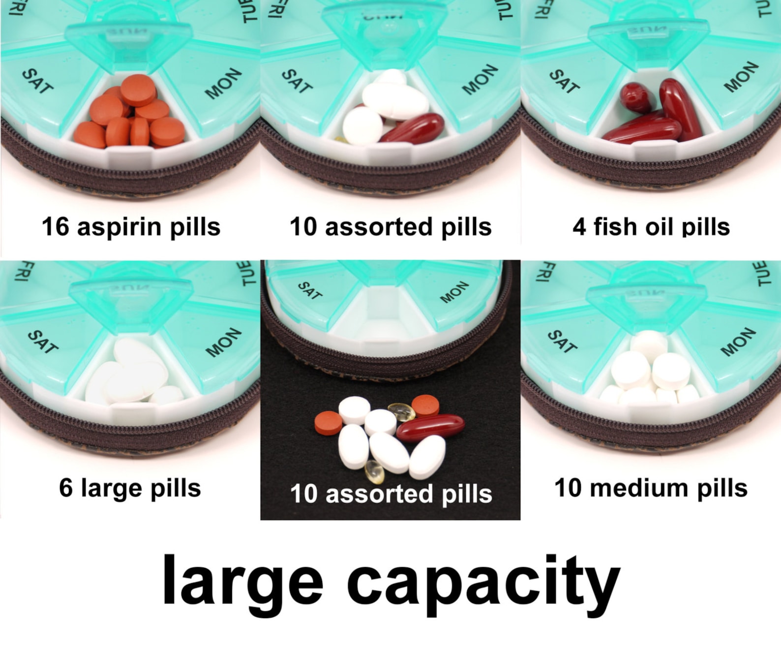 Pebble White Designer Round Zippered 7-day Travel Pill Case Box Nice ...