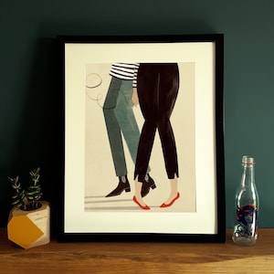 Beatnik Dancing Couple Illustration Print A3 or A2 - Etsy