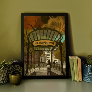 Paris Metro of Paris Art Nouveau Illustration Print A3 - Etsy