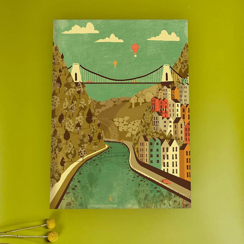 Bristol Clifton Suspension Bridge Illustration Print A4 | A3 | A2 - Etsy UK