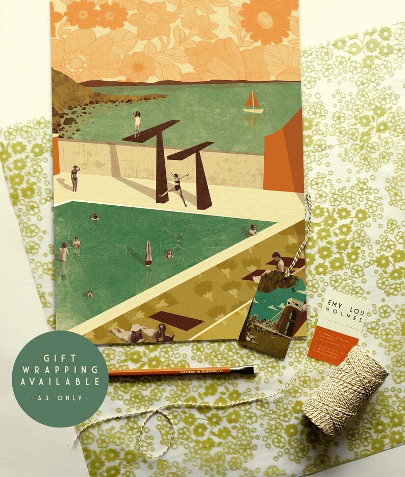 Portishead Lido Illustration Poster A3 - Etsy