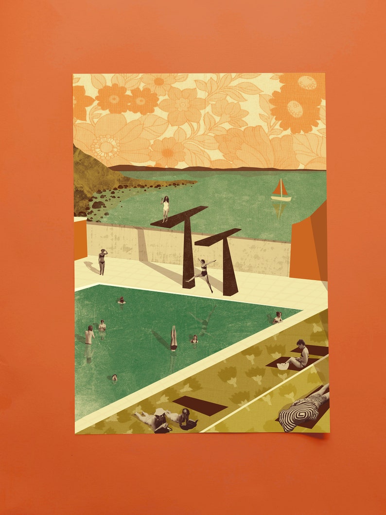 Portishead Lido Illustration Poster A3 - Etsy UK