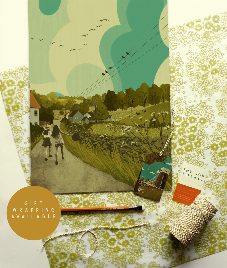 Priddy Mendips Hills Somerset Illustration Print A3 - Etsy