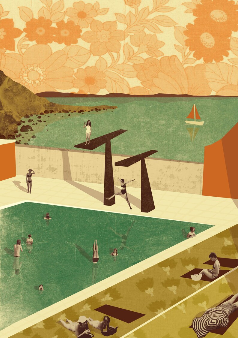 Portishead Lido Illustration Card - Etsy