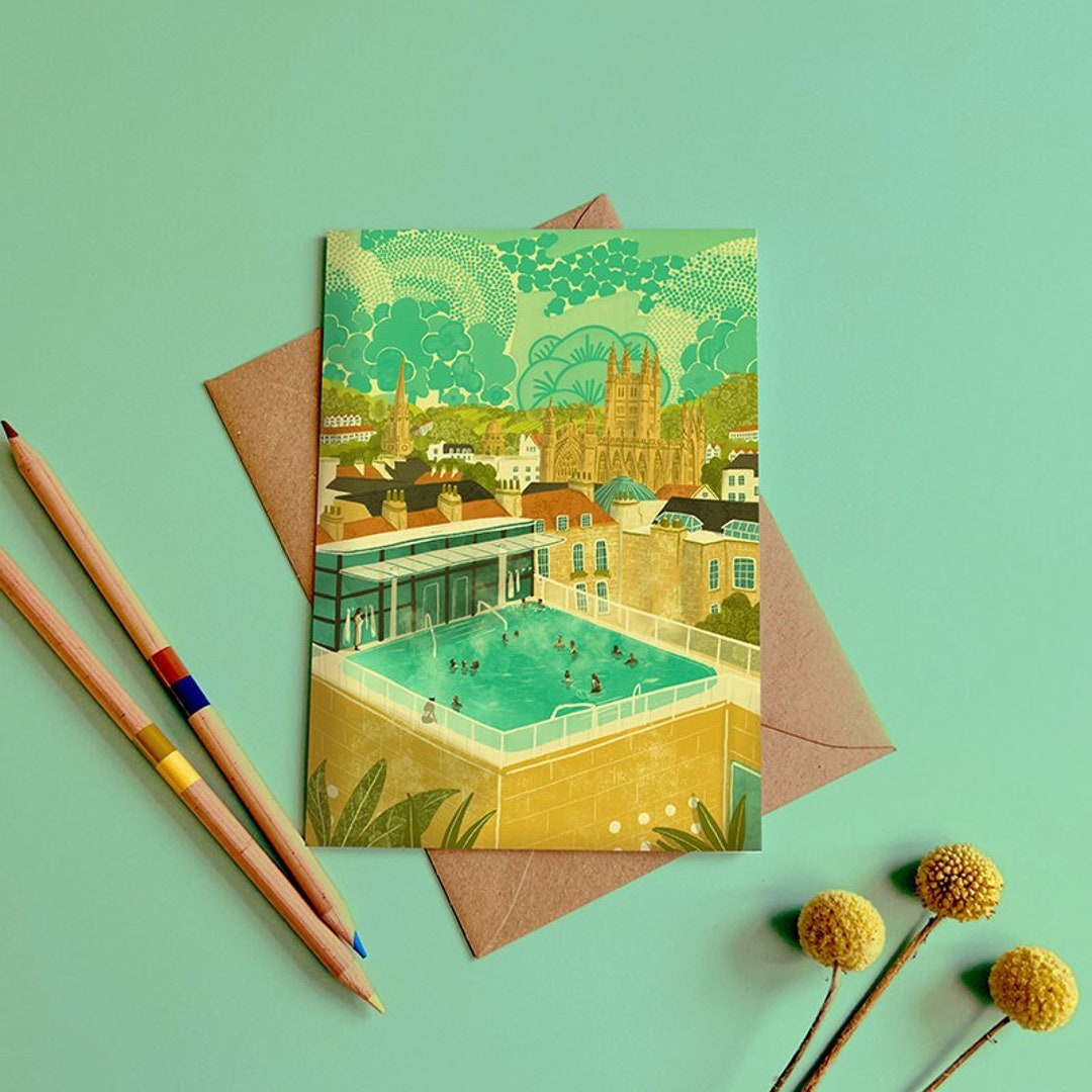 Bath Rooftop Spa Greeting Card - Etsy