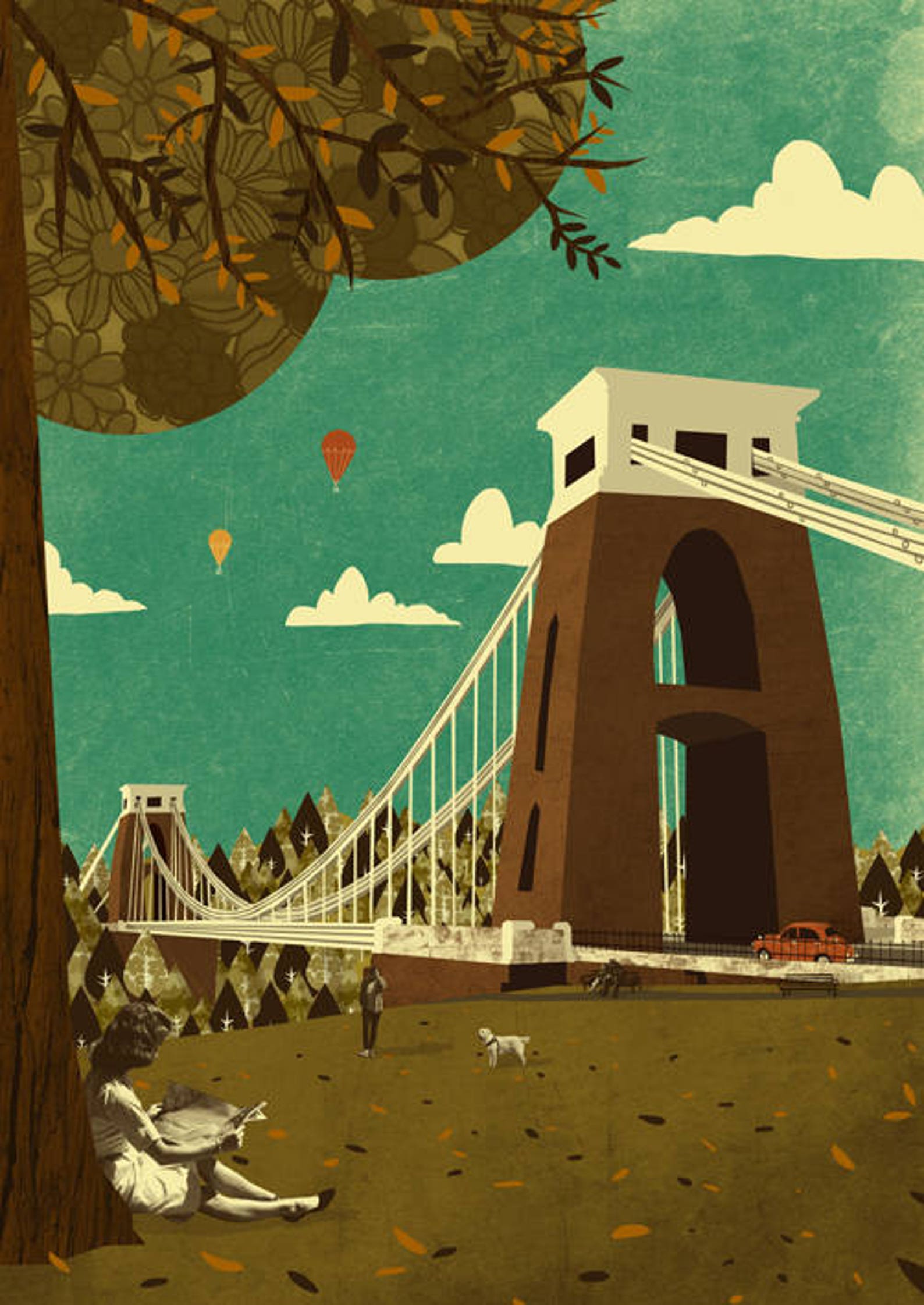 Bristol Clifton Suspension Bridge View Illustration Poster A3 A2 - Etsy