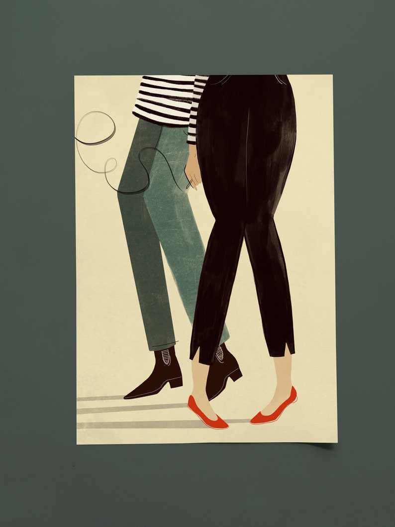 Beatnik Dancing Couple Illustration Print A3 or A2 - Etsy UK