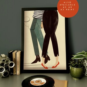 Beatnik Dancing Couple Illustration Card - Etsy