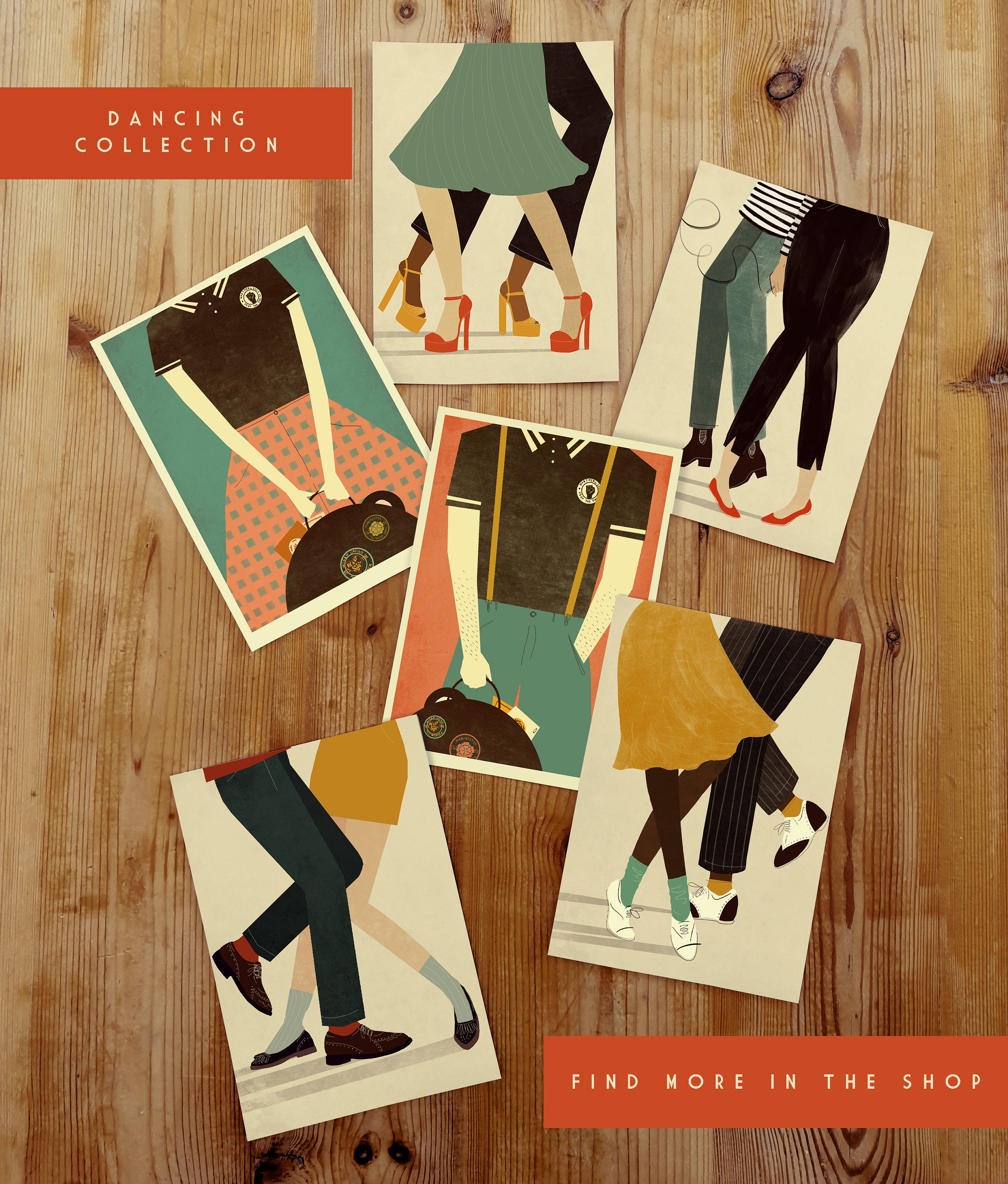 Beatnik Dancing Couple Illustration Card | Etsy