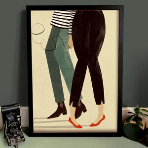 Beatnik Dancing Couple Illustration Print A3 or A2 - Etsy