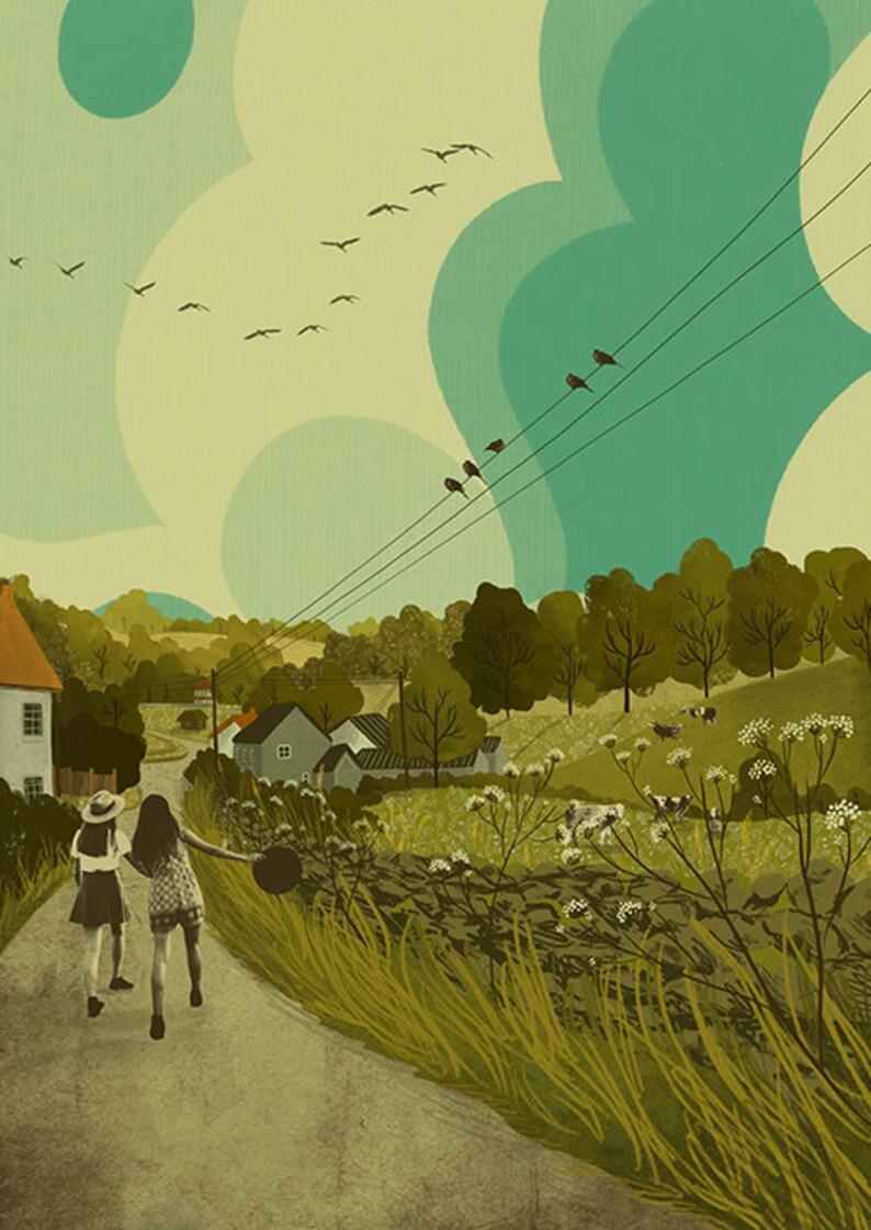 Priddy Mendips Hills Somerset Illustration Print A3 - Etsy