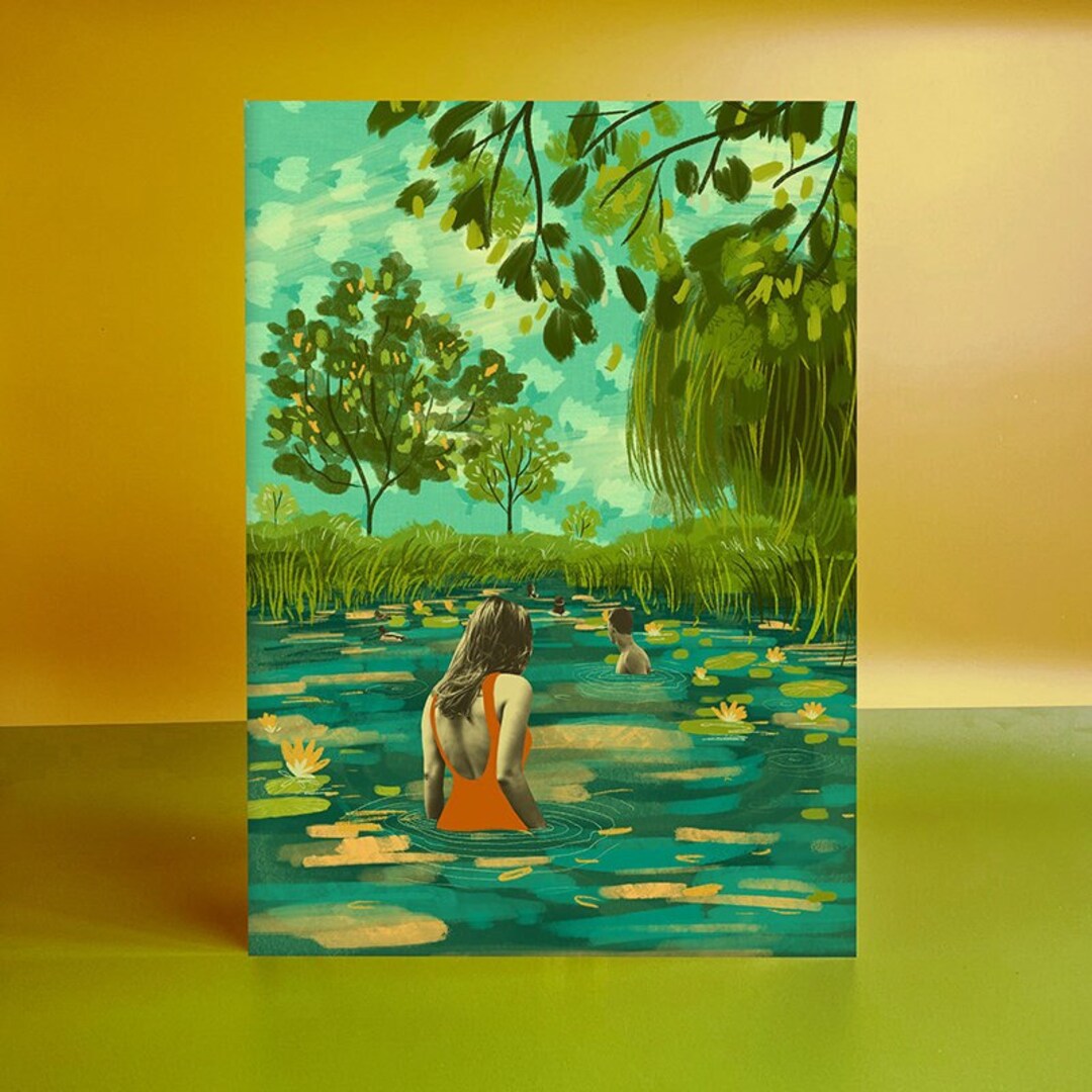 Wild River Swimming Illustration A3 Print - Etsy