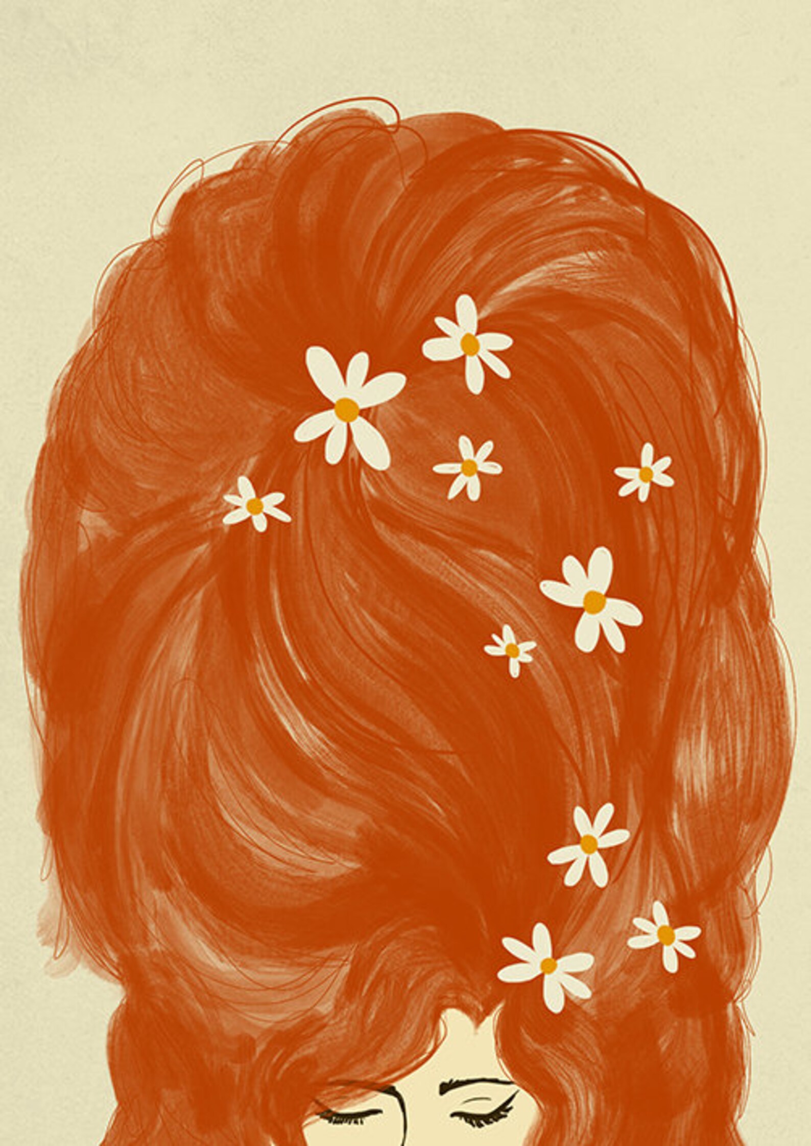 Ginger Beehive Girl Illustration Card | Etsy