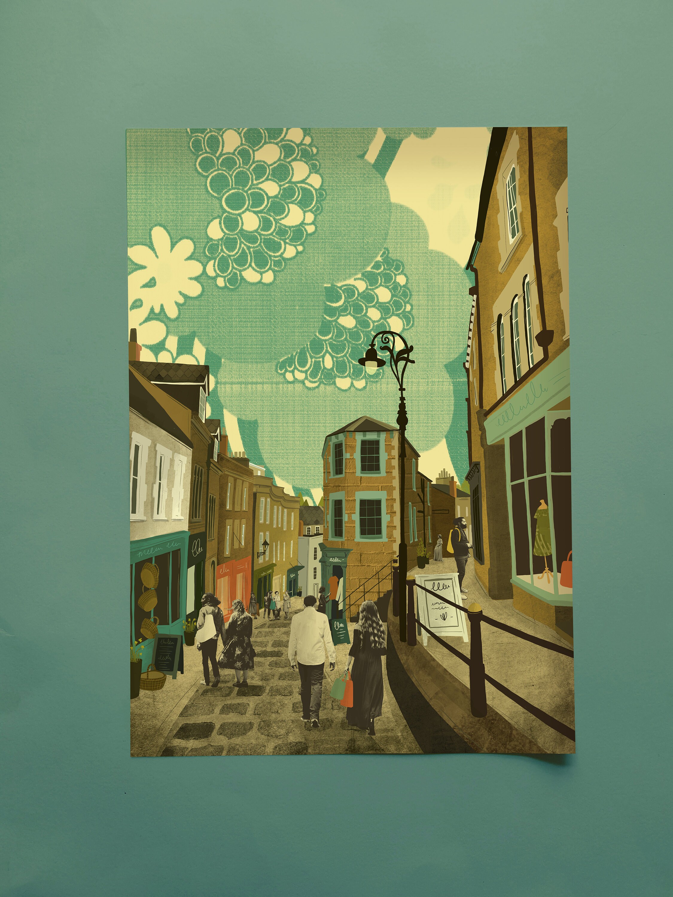 Frome Catherine Hill Somerset Illustration Print A3 - Etsy