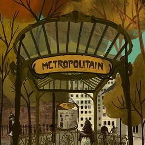 Paris Metro of Paris Art Nouveau Illustration Print A3 - Etsy