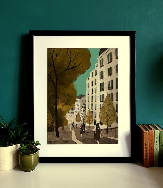Paris Steps to Montmatre Illustration Print A3 - Etsy