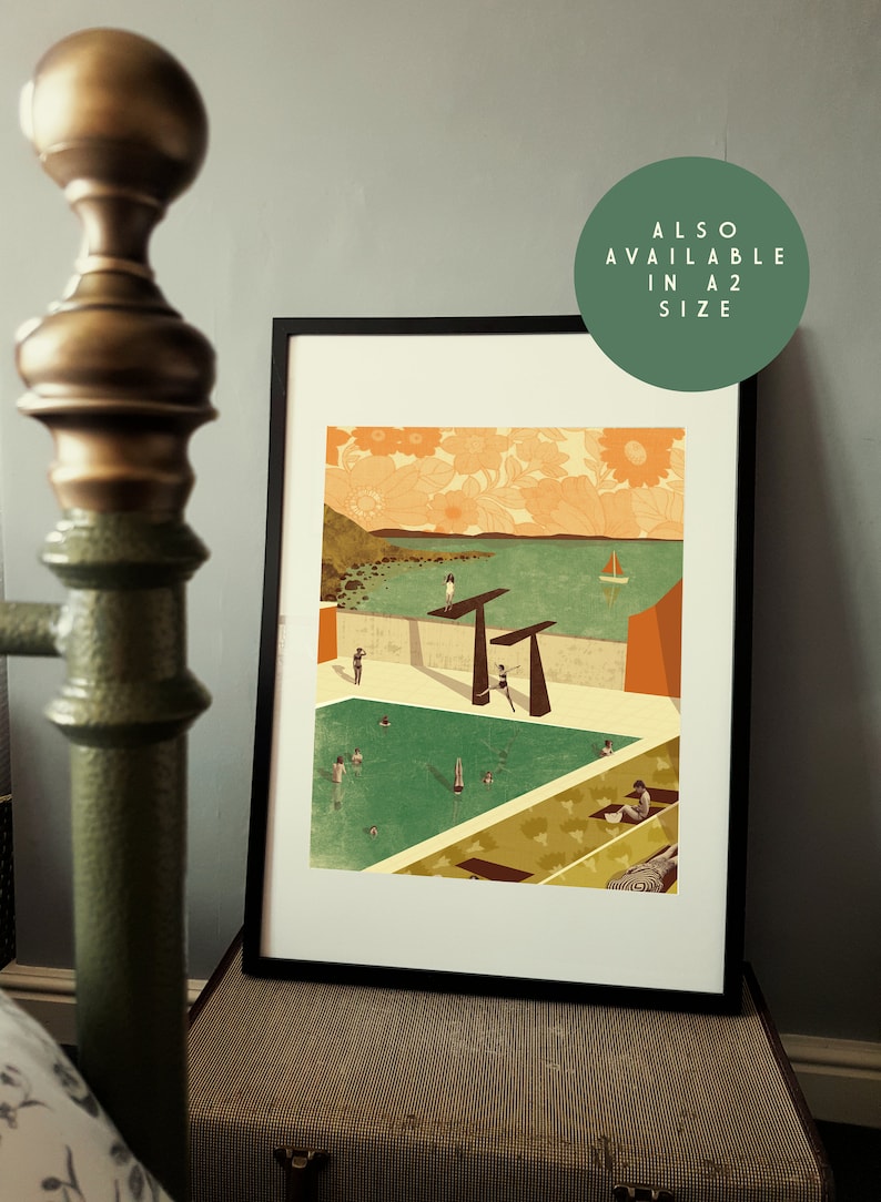 Portishead Lido Illustration Poster A3 - Etsy