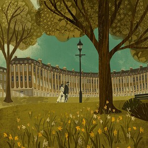 Bath Royal Crescent Illustration Print A3 - Etsy UK