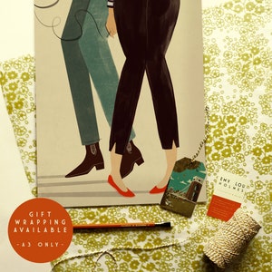 Beatnik Dancing Couple Illustration Print A3 or A2 - Etsy