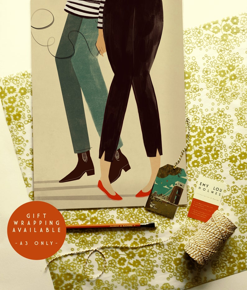 Beatnik Dancing Couple Illustration Print A3 or A2 | Etsy