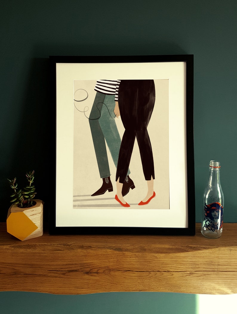 Beatnik Dancing Couple Illustration Print A3 or A2 - Etsy UK