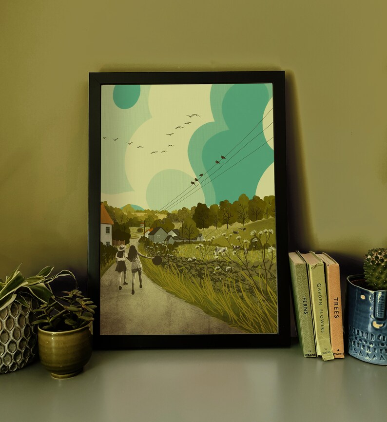 Priddy Mendips Hills Somerset Illustration Print A3 - Etsy