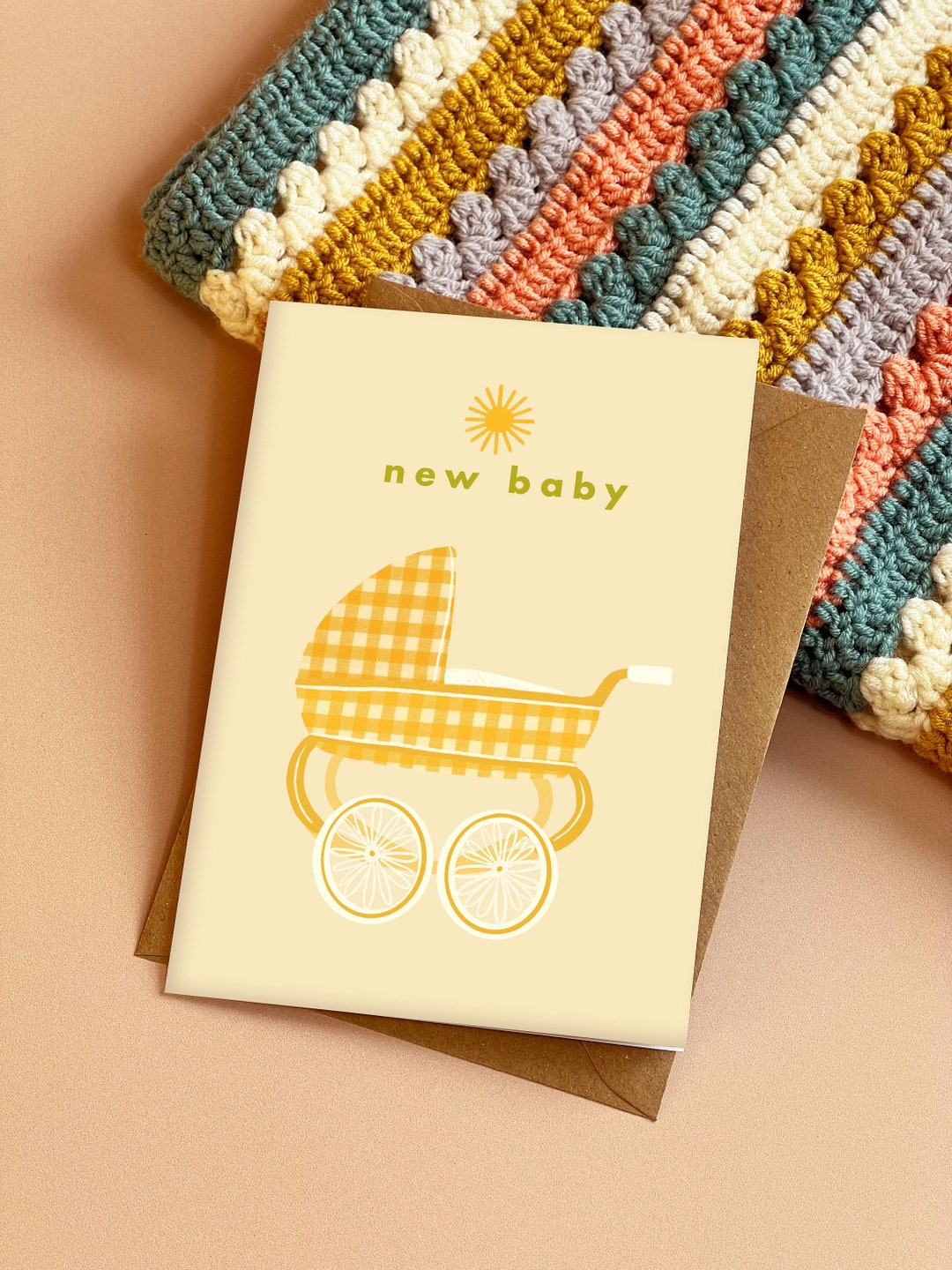 New Baby Vintage Pram Illustration Card - Etsy