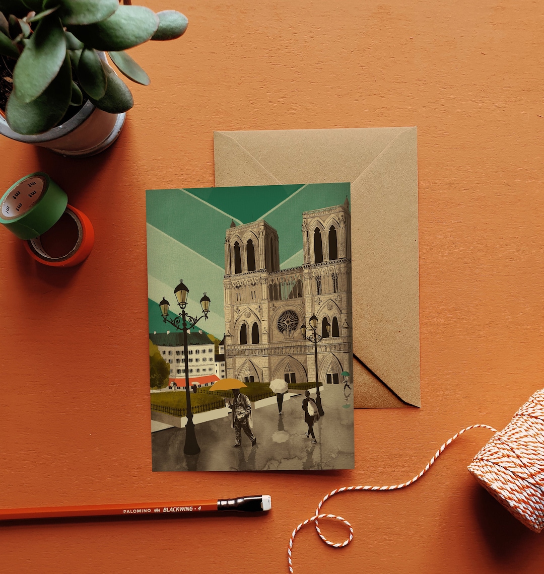 Paris Notre Dame Illustration Card - Etsy