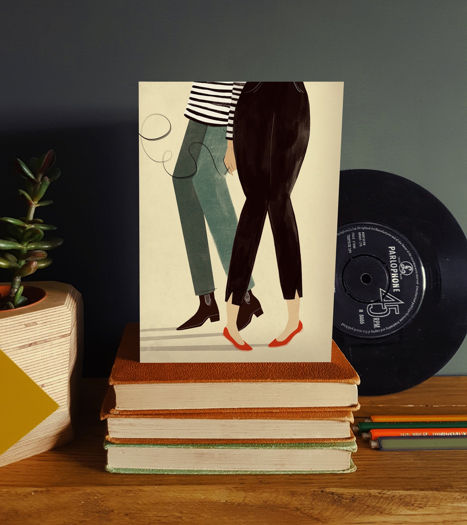 Beatnik Dancing Couple Illustration Card | Etsy