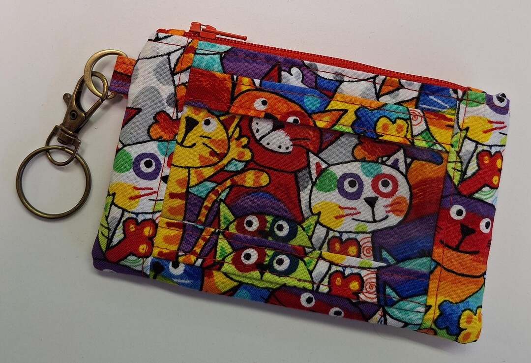 100% Cotton Key Fob ID Zippered Pouch - Etsy