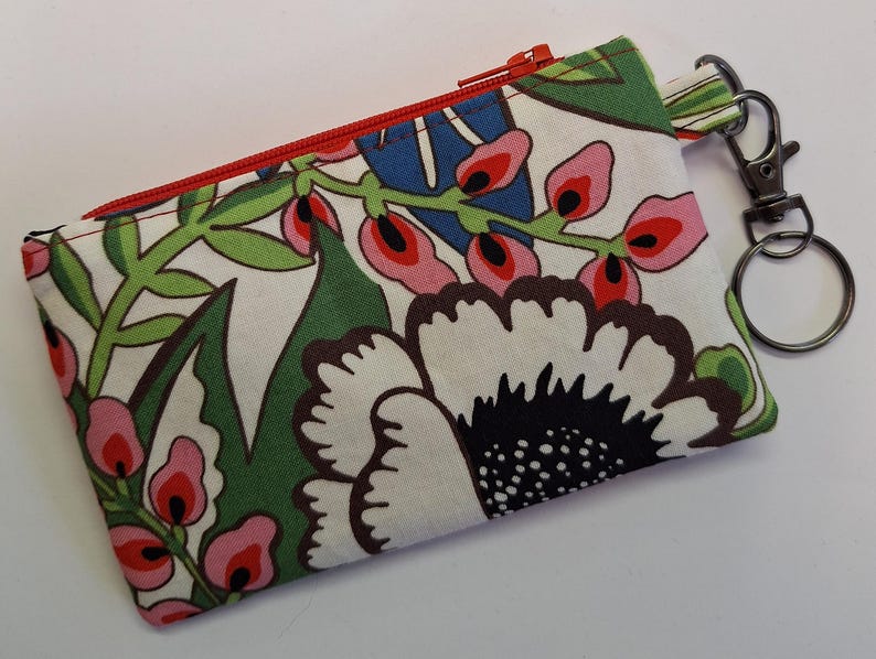 Floral Zippered Key Fob ID Pouch - Etsy