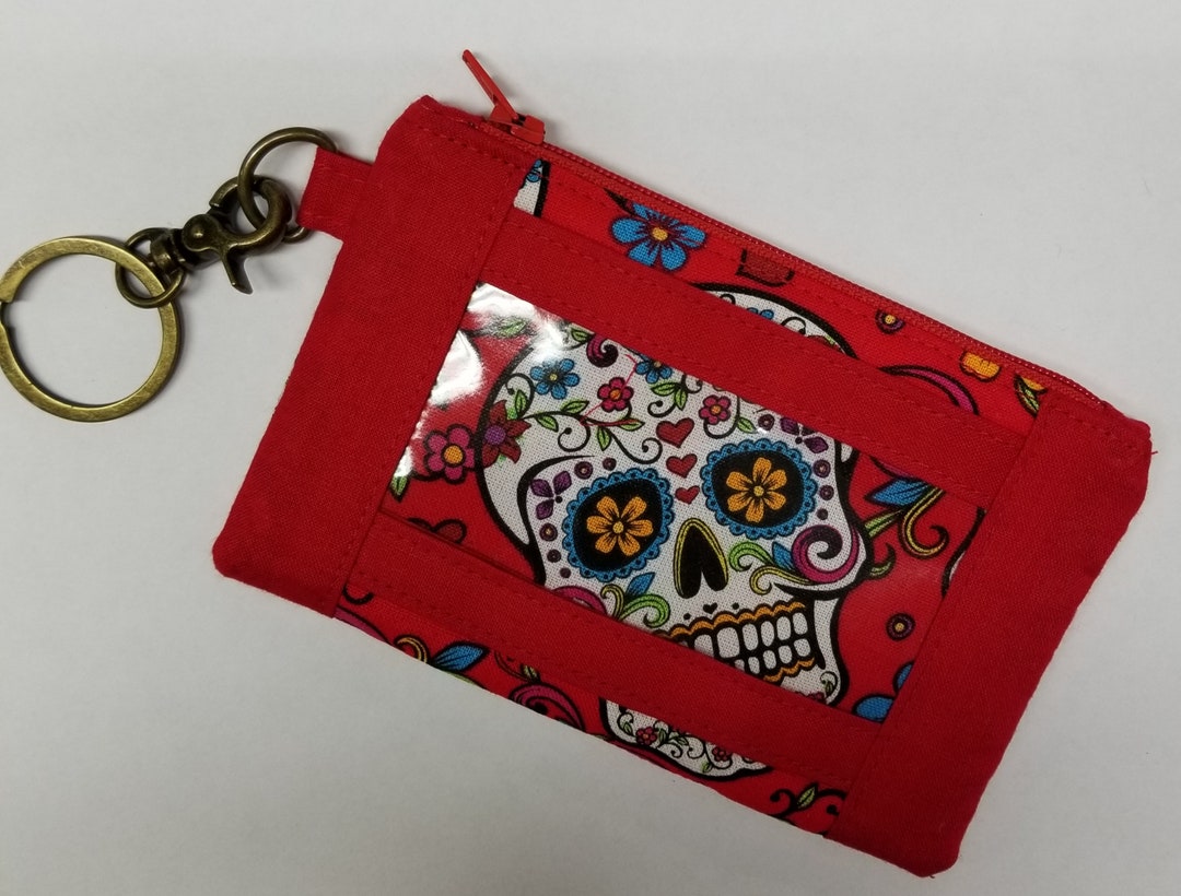 100% Cotton Sugar Skull Zippered Key Fob ID Pouch - Etsy