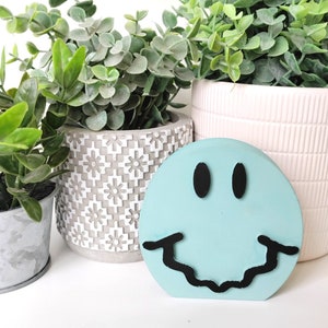 Wavy Smiley Face- Retro - Home Decor - Gift - Statue - Cement ...