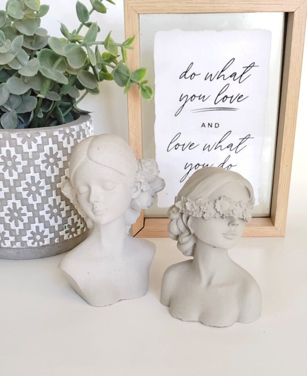 Bust Concrete Girls - Gift - Statue - Dolls - Models - Cute - Flowers ...