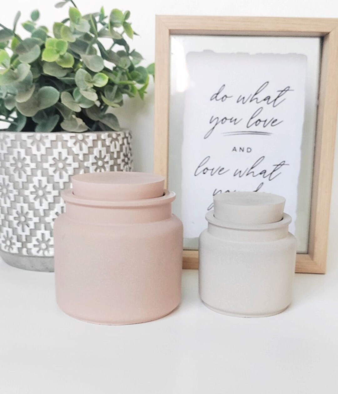 Concrete Jar Set-salt Cellar- Pinch Bowl With Lid- Kitchen Gifts ...