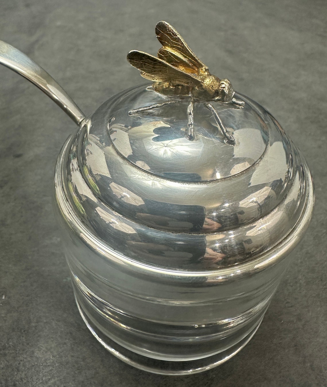 Art Deco Period R Blackinton Honey Jar Sterling Silver Glass Goldwash ...