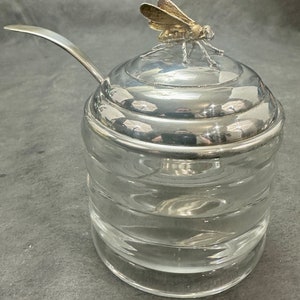 Art Deco Period R Blackinton Honey Jar Sterling Silver Glass Goldwash ...