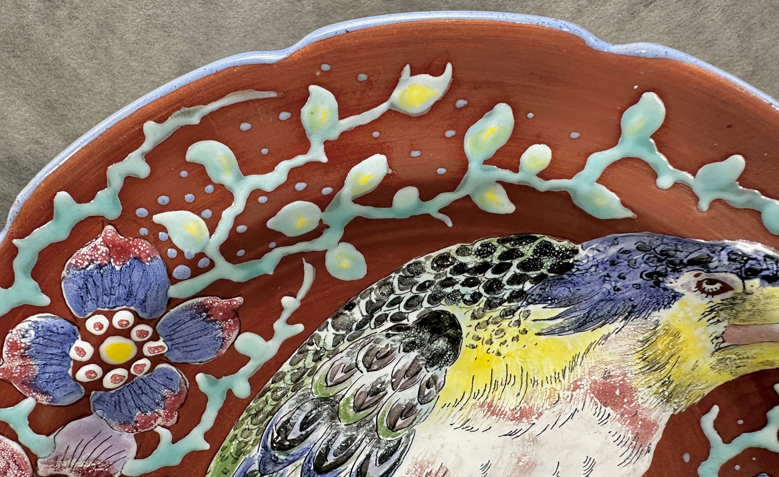 Uniek Gouda JT Holland Pottery Wall Plate Plaque W Colorful Bird ...