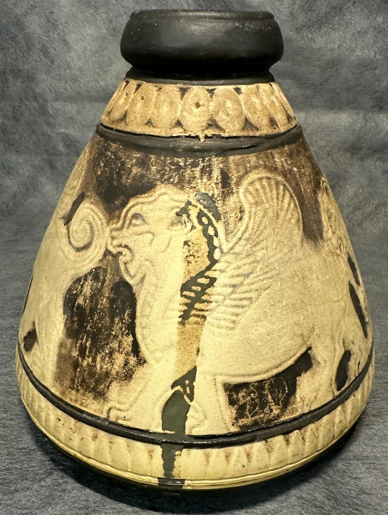 Antique Weller Pottery Burntwood Rudolf Lorber Lebanon Winged Griffin ...