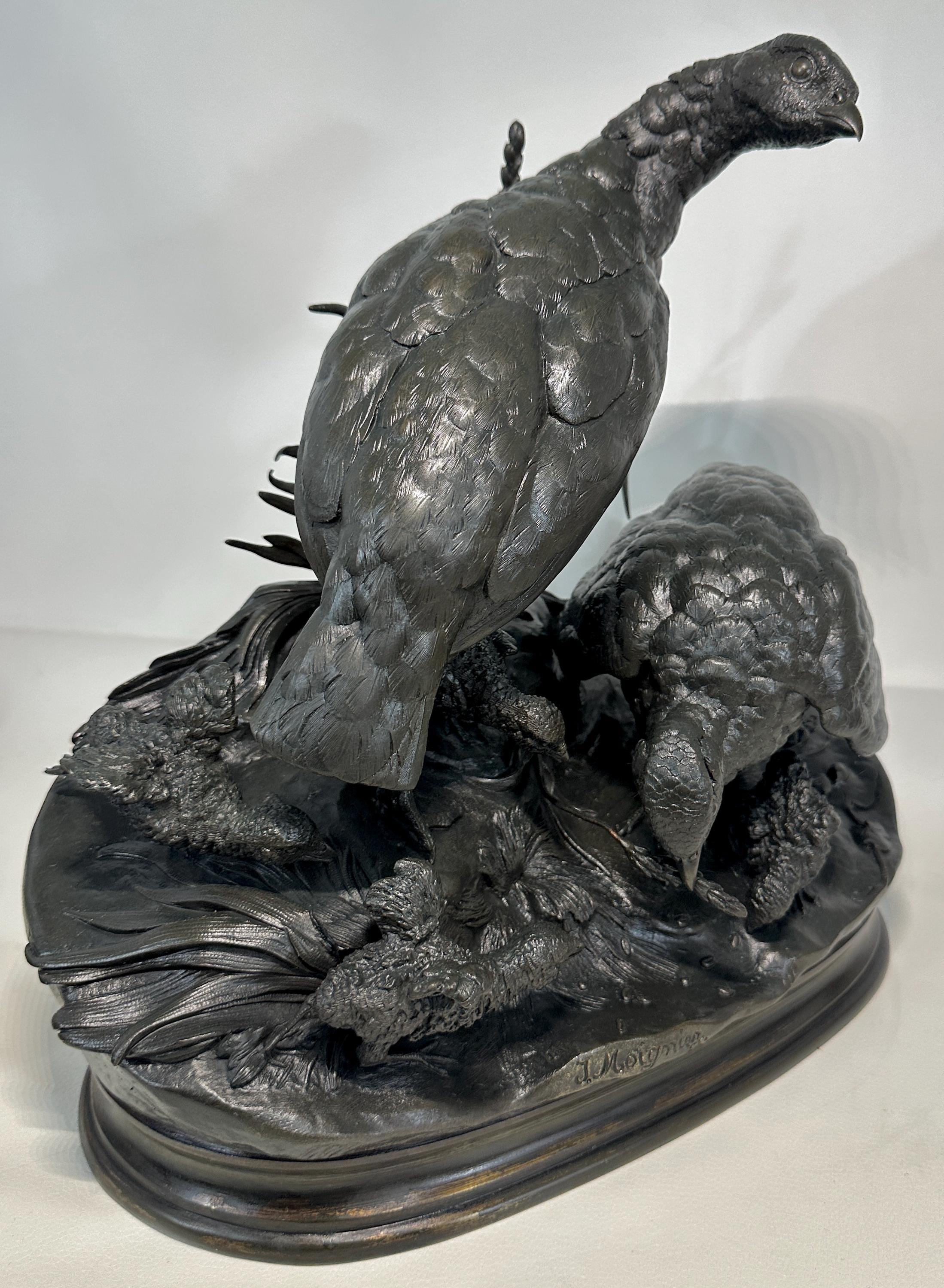 Antique Jules Moigniez French Bronze Animalier Sculpture Grouse Family ...