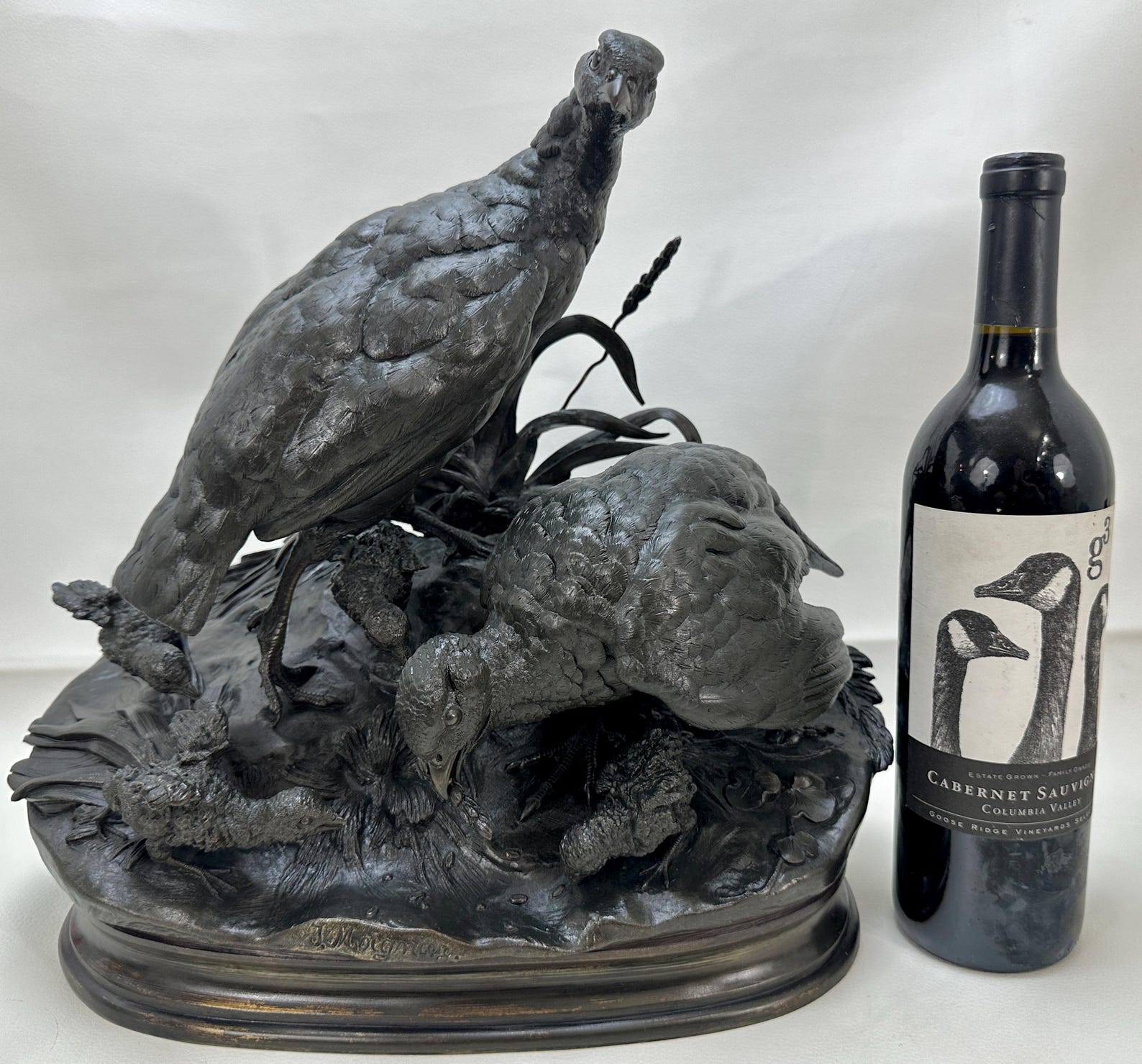 Antique Jules Moigniez French Bronze Animalier Sculpture Grouse Family ...