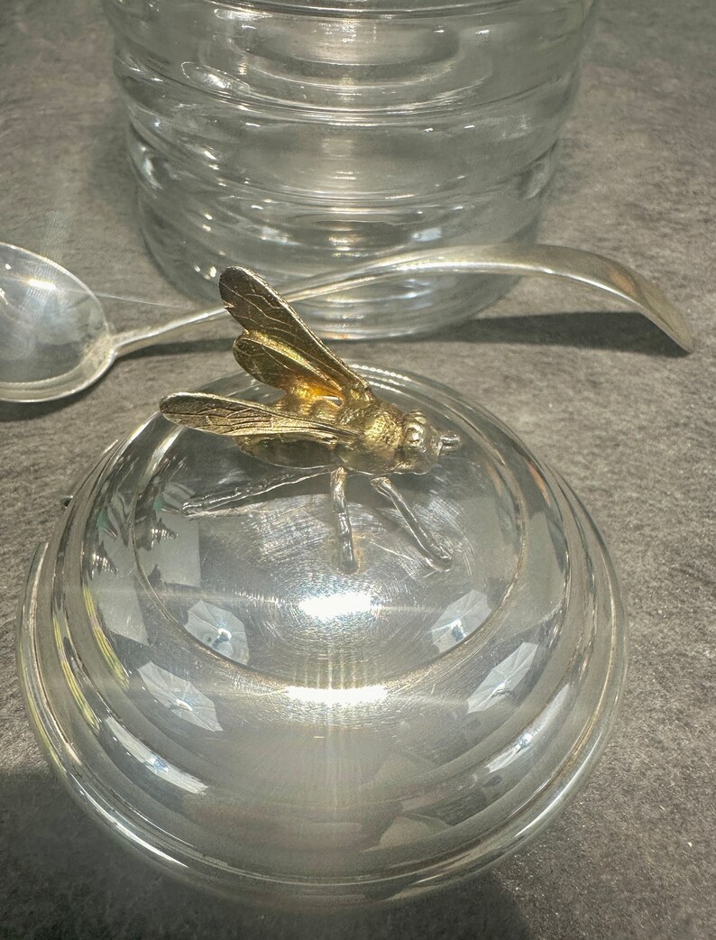 Art Deco Period R Blackinton Honey Jar Sterling Silver Glass Goldwash ...