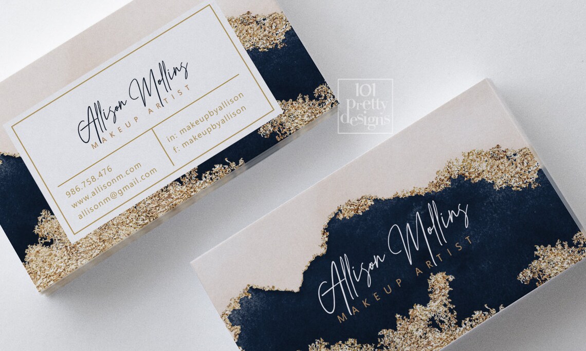 Gold Glitter Business Card Design Printable Business Card Gold - Etsy