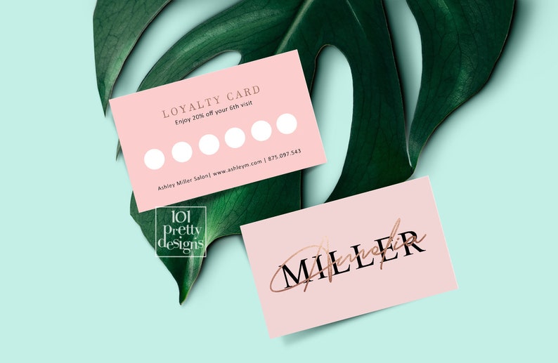 Rose gold business card design printable business card pink | Etsy