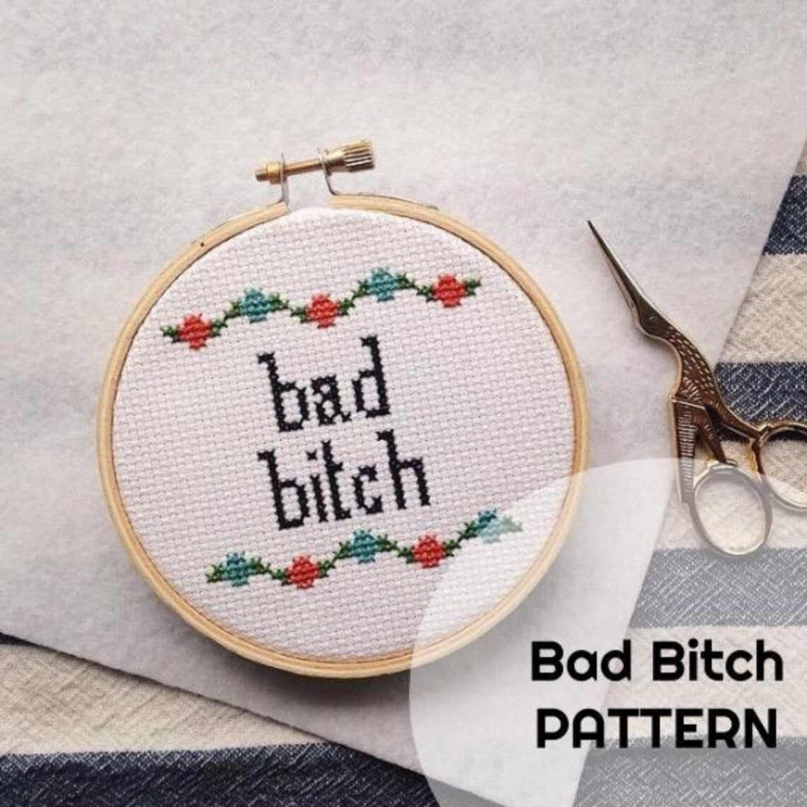 Bad Bitch Cross Stitch PATTERN Print Font DIY Funny Crude - Etsy