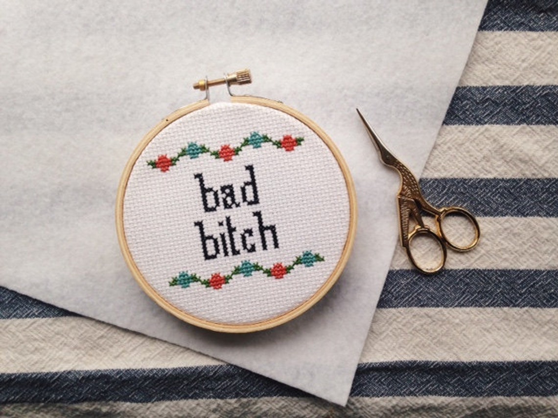 Bad Bitch Cross Stitch PATTERN Print Font DIY Funny Crude - Etsy