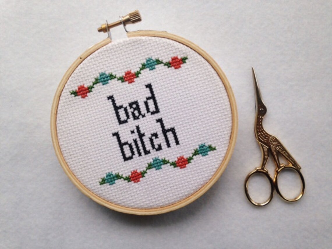 Bad Bitch Cross Stitch PATTERN Print Font DIY Funny Crude - Etsy