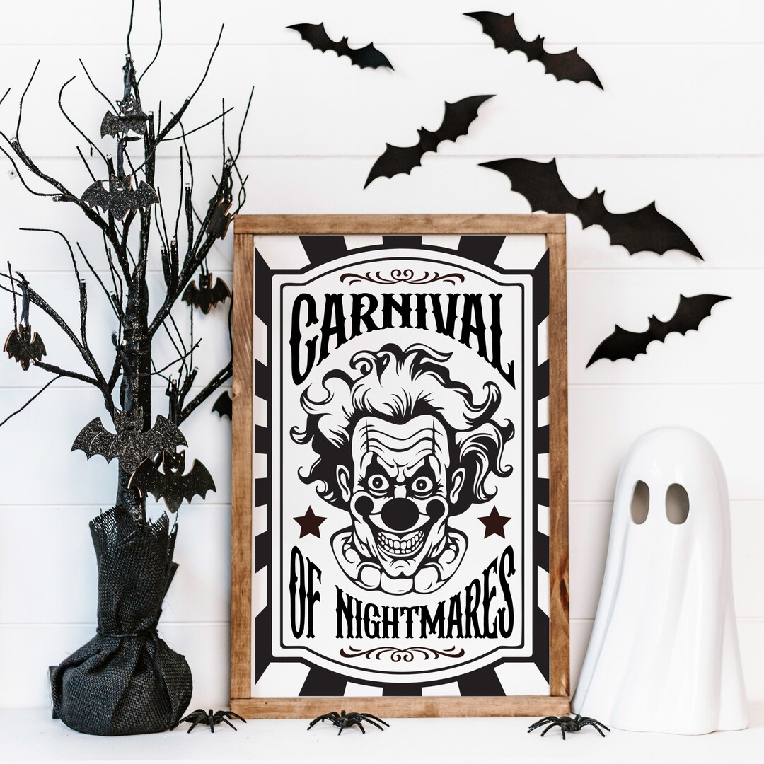 Scary Clowns Sign Carnival Sign Creepy Sign Halloween Sign Halloween ...