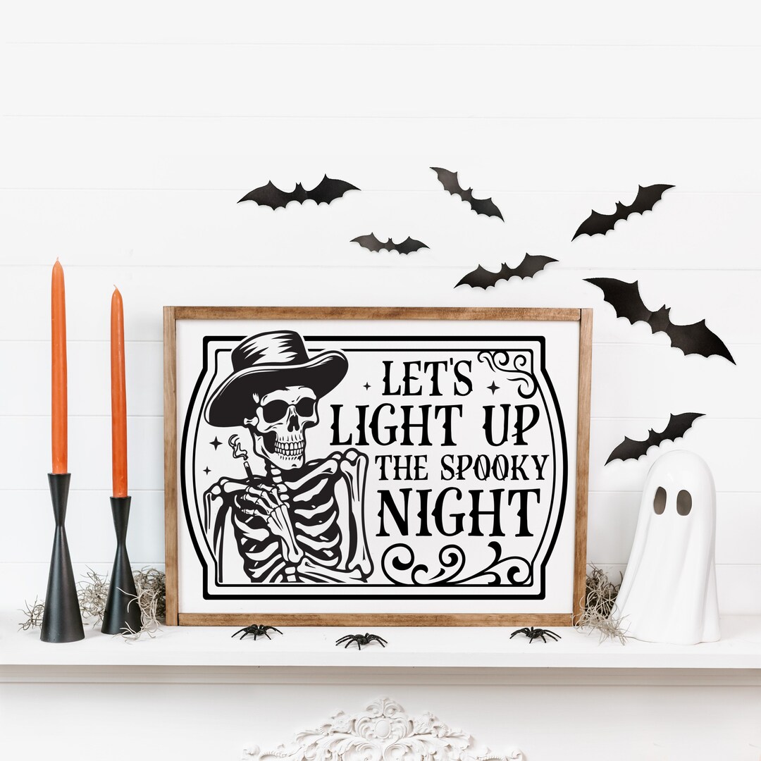 Skeleton Sign Skelly Sign Scary Sign Halloween Wall Art Modern ...