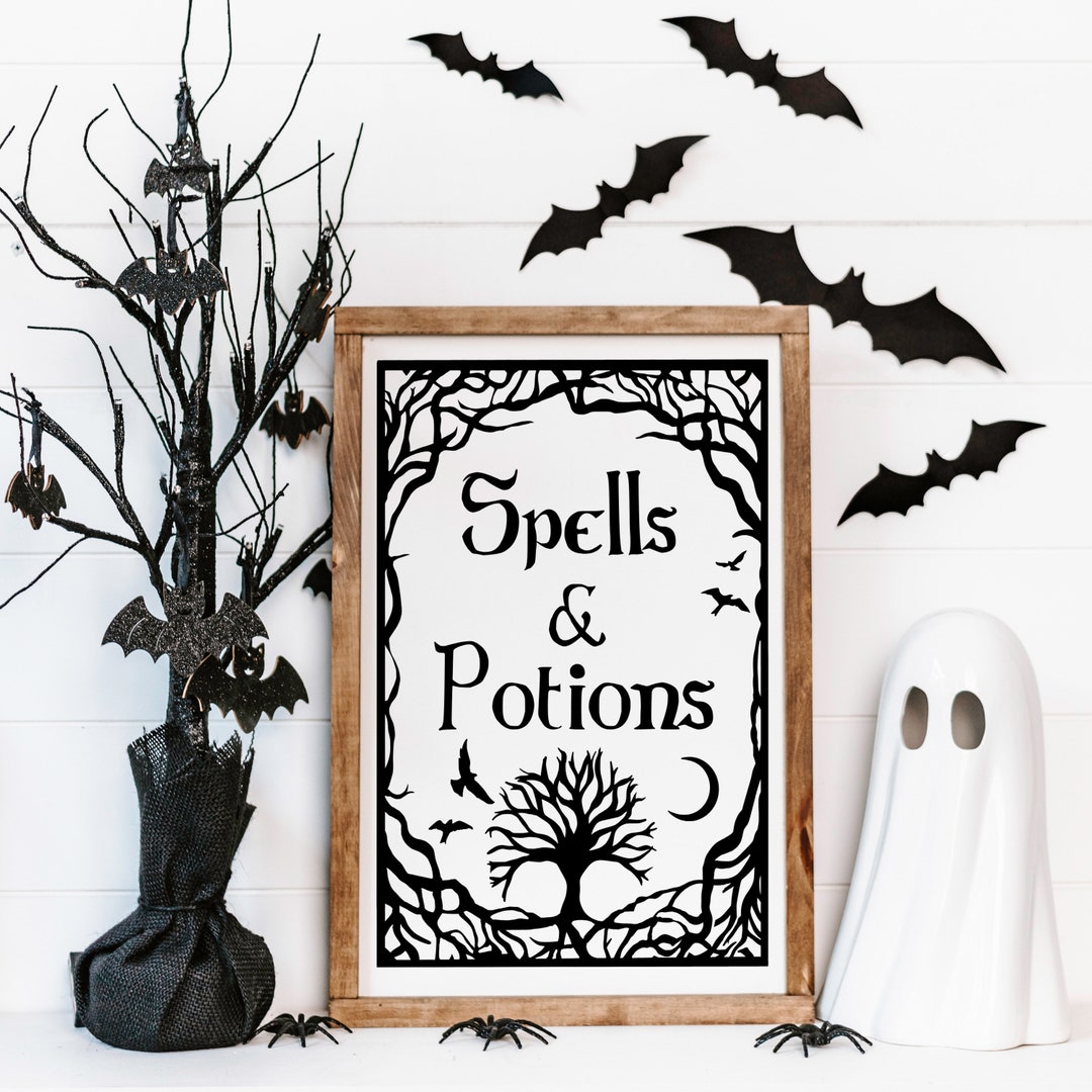 Spell Sign Spells and Potions Halloween Decor Halloween Sign Modern ...